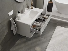 Mexen Orio, koupelnová skříňka 90 cm s umyvadlem Otis, 2 zásuvky, šedá matná/bílá matná, 91A10-09047-2-BFF62-W18M01