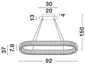 Nova Luce Závěsné designové svítidlo Aurelia 1, zlaté, š. 92cm