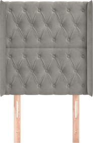 Čelo postele typu ušák světle šedé 83x16x118/128 cm samet 3119946
