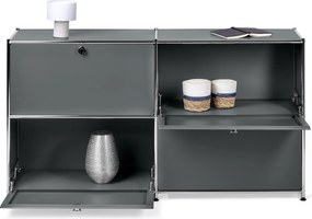 Tchibo - Odkládací skříňka »Cn3« se 4 výklopnými dvířky - barva: šedá