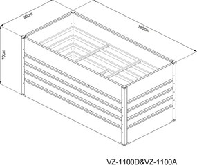Vyvýšený zahradní záhon BestBerg VZ-1100A / 1100 l / 180 x 90 x 70 cm / šedá