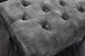 Designová taburetka Chesterfield šedý samet