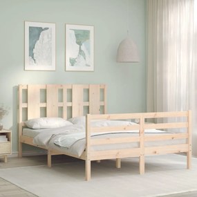 Rám postele s čelem 140 x 190 cm masivní dřevo,  3194096
