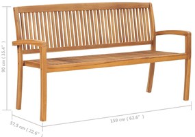 vidaXL Marketos Stohovatelná zahradní lavice s poduškou 159 cm masivní teak