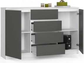 Komoda K160 2D4SZ - bílá/grafit
