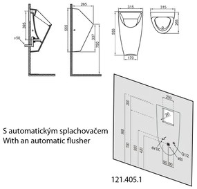 Bruckner - Pisoár SCHWARN zadní přívod, zadní odpad keramika/bílá