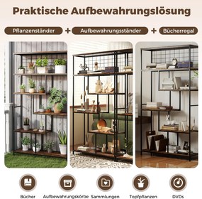 Costway 6 Tier Tall Bookshell Volně stojící stojan na rostliny s kovovou