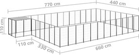 vidaXL Psí kotec 30,25 m² ocel [3082230] Barva: Stříbrná