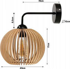 Nástěnná lampa 1x E27 edison LED s dřevěným stínidlem