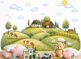 Kopce louky farma samolepky na zeď pro děti arch 75 x 34 cm