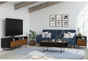 Černý TV stolek v dekoru dubu 157x58 cm Reznor - Støraa