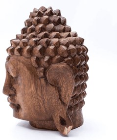 Milujeme Kameny Buddha - dřevěná hlava - tmavá - soška feng shui - malá - VADA