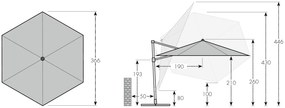 Doppler ACTIVE 370 cm - výkyvný zahradní slunečník s boční tyčí světle šedá