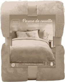 Béžové 3dílné povlečení na dvoulůžko/prodloužené z mikroflanelu 240x220 cm Flanou – douceur d'intérieur