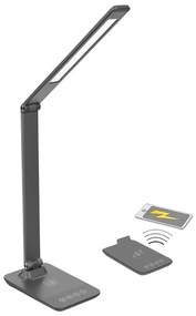 Solight LED stmívatelná lampička s bezdrátovým nabíjením, 10W, změna chromatičnosti, šedá