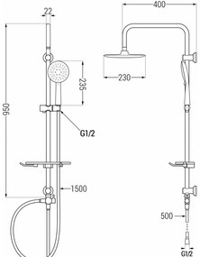 Mexen sprchový set T67 s horní hlavicí 23cm, chrom/bílá, 798676793-00