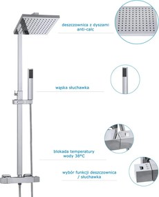 Gamma Cube, sprchová sada s dešťovou a ruční sprchovou hlavicí, chromová, GMA-BCEZNT-CH