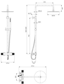 Omnires CONTOUR CT8044GLB Sprchový set s termostatickou baterií, zlatá - Omnires