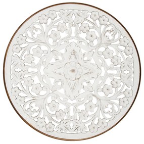 Dřevěná antik nástěnná dekorace ornament květina Klié - Ø 80*3 cm