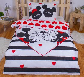 Bavlněné povlečení 140x200 70x90 Mickey &amp; Minnie big love