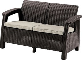 KETER Zahradní pohovka Allibert Corfu Love Seat - 128 x 70 x 79cm - hnědá / béžová