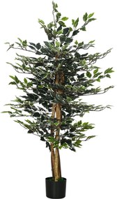 Umělý fikus HOMCOM s kmeny 130 cm s květináči a 702 realistickými listy pro domácí dekoraci obývacího pokoje a ložnice Ø15x130 cm Zelený