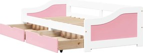 Válenda se 2 zásuvkami bez matrace bílá a růžová IRUN 90x200 cm 3314681