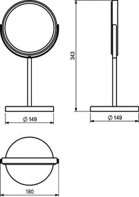 Gedy Gedy, ANNA kosmetické zrcadlo na postavení, průměr 163mm, oboustranné, černá mat, 211214