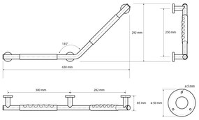 Sapho, Madlo rovné 135°, nerez, XR508