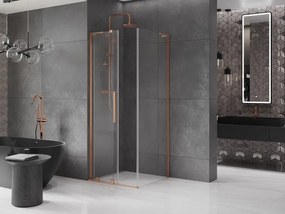 Mexen Velar L, sprchový kout s posuvnými dveřmi 100 x 100 cm, 8mm čiré sklo, měděná matná, 871-100-100-03-65