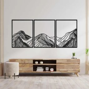 Třídílný dřevěný obraz Hory, Moderní 3D dekorace na zeď | SENTOP HDF0478