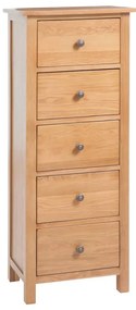 Vysoká komoda se zásuvkami 45x32x110 cm masivní dubové dřevo 329924