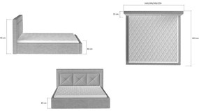 Čalouněná postel CLOE - Monolith 77 - 180x200cm - Kov