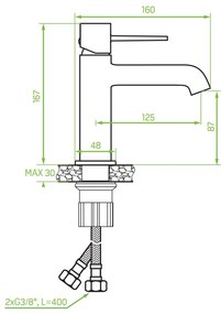 Laveo Pola, umyvadlová baterie h-167, růžové zlato, LAV-BAP_822D
