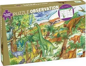 DJECO Puzzle Dinosauři / 100 dílků / 63 × 45 cm
