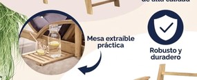 Zahradní lehátko skládací nastavitelný z akáciového dřeva Teak vzhled rozkládací stůl kolečka