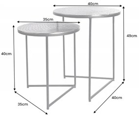 2 dílný set stříbrných konferenčních stolků Elements Crocodile 40 cm