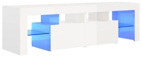 TV skříňka s LED osvětlením bílá vysoký lesk 140x36,5x40 cm - Default Title