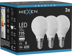 Mexen Nova 3x LED žárovka E14, G45, 7W, Neutrální - 4000K, 735 lm - L101-E14-0740-01x03