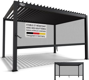 Juskys Lamelová pergola Tahiti 3 × 4 m s boční stěnou 4 m