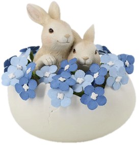 Dekorace králíčků ve skořápce s květy - 14*10*14 cm