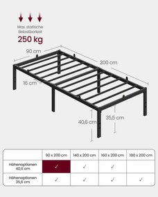 Kovová postel 90 cm RMB152BD01