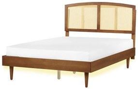 LED postel 140 x 200 cm ze světlého dřeva VARZY Beliani
