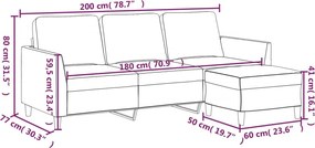 3místná pohovka s podnožkou cappuccino 180 cm umělá kůže 3201126