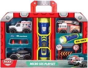 DICKIE Micro SOS sada 3 záchranářských vozidel / Volný chod / Světlo /