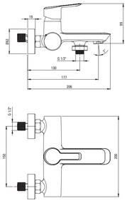 Deante Arnika, nástěnná vanová baterie, chromová, DEA-BQA_010N