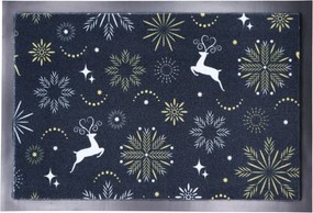 Mercury Flooring, Rohožka vánoční Sněhové vločky se soby, 40x60, vícebarevná