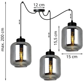 Závěsné svítidlo Novalja Spider, 3x skleněné stínítko (výběr ze 3 barev)