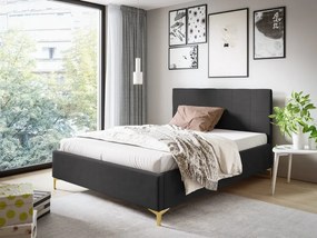 Eka Čalouněná postel SMART+ 160x200 cm Barva látky Trinity: Tmavě šedá (Trinity 2315), Úložný prostor: Bez úložného prostoru, Barva nožek postele: Černá