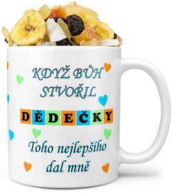 Hrnek Když bůh stvořil dědečky (Náplň hrníčku: Tropická směs)